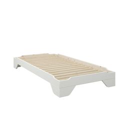 Massivholzbett OTTO HOME "Melwine &ndash; Stapelbett aus massiver Kiefer, platzsparend & flexibel", wei&szlig;, B:94cm H:23cm L:204cm, Betten, Massivholzbett, Mit Lattenrost, ideal als G&auml;stebett, FSC zertifiziert, Made in Europe