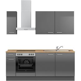 K&uuml;chenzeile Nobilia "Flash I", NEU: individuell anpassbar mit gratis Profi-Beratung", grau (k&uuml;che: grau, korpus: schiefergrau, arbeitsplatte: eiche sierra nachbildung), B:210,3cm H:216,6cm T:60cm, Komplettk&uuml;chen-Sets, K&uuml;chenzeile, vormontiert, Breite 210 cm, Ausrichtung w&auml;hlbar, wahlw. mit E-Ger&auml;ten
