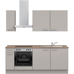 K&uuml;chenzeile Nobilia "Touch I", NEU: individuell anpassbar mit gratis Profi-Beratung", grau (k&uuml;che: grau, korpus: steingrau, arbeitsplatte: eiche havanna nachbildung), B:210,3cm H:216,6cm T:60cm, Komplettk&uuml;chen-Sets, K&uuml;chenzeile, vormontiert, Breite 210 cm, Ausrichtung w&auml;hlbar, wahlw. mit E-Ger&auml;ten