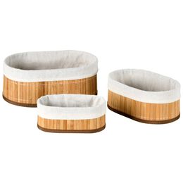 Aufbewahrungskorb Kesper "Bambus K&ouml;rbchen, 3er Set, FSC", braun, B:30cm H:20cm T:12cm, Bambus, Aufbewahrungsboxen, in 3 verschiedenen Gr&ouml;&szlig;en