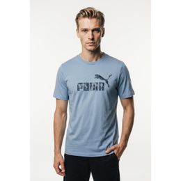 T-Shirt Puma "ESS CAMO TEE", Herren, Gr. XL, blau (cool blau), Jersey, Obermaterial: 100% Baumwolle, tarnfarben, regular fit normal, Rundhals, Shirts T-Shirt, gerade Passform, Kurzarm, f&uuml;r Alltag und Freizeit