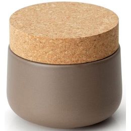 Vorratsdose CONTINENTA, grau (taupe), H:15cm &Oslash;:10,5cm, Keramik, Kork, Lebensmittelaufbewahrungsbeh&auml;lter, Vorratsdose, 10,5 x 15 cm
