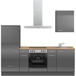 K&uuml;chenzeile Nobilia "Flash I", NEU: individuell anpassbar mit gratis Profi-Beratung", grau (k&uuml;che: grau, korpus: schiefergrau, arbeitsplatte: eiche sierra nachbildung), B:240,3cm H:216,6cm T:60cm, Komplettk&uuml;chen-Sets, K&uuml;chenzeile, vormontiert, Breite 240 cm, Ausrichtung w&auml;hlbar, wahlw. mit E-Ger&auml;ten