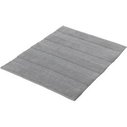 Badematte Kleine Wolke "Tikka, Badvorleger, Badezimmer Teppich", grau (silbergrau), H:5mm, Baumwolle, Badematten, Badematte, Badteppich, Uni-Farben, gestreift, Hoch-Tief Effekt, reine Baumwolle