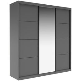 Schwebet&uuml;renschrank OTTO HOME "Tonara Schrank, Kleiderschrank 2,00m Breite, Schiebet&uuml;renschrank", grau (graphit, spiegel), B:200cm H:216cm T:59cm, Melamin, Schr&auml;nke, Schwebet&uuml;renschrank, inklusive Spiegelt&uuml;r, 2 Kleiderstangen & 4 Schubkastenausz&uuml;gen, Topseller