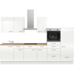 K&uuml;chenzeile Nobilia "Flash I", NEU: individuell anpassbar mit gratis Profi-Beratung", wei&szlig; (k&uuml;che: wei&szlig;, korpus: alpinwei&szlig;, arbeitsplatte: eiche sierra nachbildung), B:330,3cm H:216,6cm T:60cm, Komplettk&uuml;chen-Sets, K&uuml;chenzeile, vormontiert, Breite 330 cm, Ausrichtung w&auml;hlbar, wahlw. mit E-Ger&auml;ten