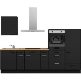 K&uuml;chenzeile Nobilia "Touch I", NEU: individuell anpassbar mit gratis Profi-Beratung", schwarz (k&uuml;che: schwarz, korpus: schwarz, arbeitsplatte: eiche sierra nachbildung), B:300,3cm H:216,6cm T:60cm, Komplettk&uuml;chen-Sets, K&uuml;chenzeile, vormontiert, Breite 300 cm, Ausrichtung w&auml;hlbar, wahlw. mit E-Ger&auml;ten