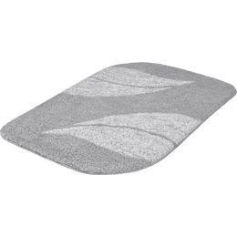 Badematte Meusch "Greta, Badvorleger, Badezimmer Teppich", silbergrau, H:20mm, Polyester, Badematten, Badematte, Badteppich mit dezentem, meliertem Blattmotiv