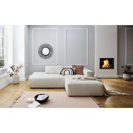 Ecksofa Home Affaire "Noord mit Kedernaht, Breite 227 cm, L-Form", beige (cream), B:227cm H:71cm T:161cm, 94% Polyester; 6% Nylon, Sofas, Ecksofa, Cord, Struktur, Webstoff, mit Wellenunterfederung, Massivholzrahmen