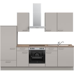 K&uuml;chenzeile Nobilia "Touch I", NEU: individuell anpassbar mit gratis Profi-Beratung", grau (k&uuml;che: grau, korpus: steingrau, arbeitsplatte: eiche havanna nachbildung), B:270,3cm H:216,6cm T:60cm, Komplettk&uuml;chen-Sets, K&uuml;chenzeile, vormontiert, Breite 270 cm, Ausrichtung w&auml;hlbar, wahlw. mit E-Ger&auml;ten