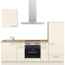 K&uuml;chenzeile Nobilia "Touch I", NEU: individuell anpassbar mit gratis Profi-Beratung", wei&szlig; (k&uuml;che: wei&szlig;, korpus: magnolia matt, arbeitsplatte: eiche sierra nachbildung), B:240,3cm H:216,6cm T:60cm, Komplettk&uuml;chen-Sets, K&uuml;chenzeile, vormontiert, Breite 240 cm, Ausrichtung w&auml;hlbar, wahlw. mit E-Ger&auml;ten