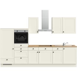 K&uuml;chenzeile Nobilia "Cascada I", NEU: individuell anpassbar mit gratis Profi-Beratung", wei&szlig; (k&uuml;che: wei&szlig;, korpus: lacklaminat wei&szlig;, arbeitsplatte: eiche sierra nachbildung), B:330,3cm H:216,6cm T:60cm, Komplettk&uuml;chen-Sets, K&uuml;chenzeile, vormontiert, Breite 330 cm, Ausrichtung w&auml;hlbar, wahlw. mit E-Ger&auml;ten