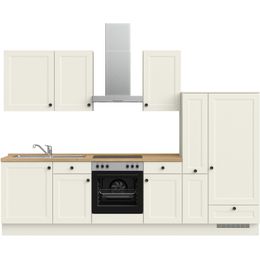 K&uuml;chenzeile Nobilia "Cascada I", NEU: individuell anpassbar mit gratis Profi-Beratung", wei&szlig; (k&uuml;che: wei&szlig;, korpus: lacklaminat wei&szlig;, arbeitsplatte: eiche sierra nachbildung), B:300,3cm H:216,6cm T:60cm, Komplettk&uuml;chen-Sets, K&uuml;chenzeile, vormontiert, Breite 300 cm, Ausrichtung w&auml;hlbar, wahlw. mit E-Ger&auml;ten