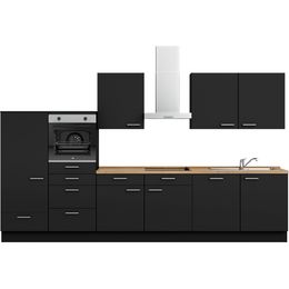 K&uuml;chenzeile Nobilia "Touch I", NEU: individuell anpassbar mit gratis Profi-Beratung", schwarz (k&uuml;che: schwarz, korpus: schwarz, arbeitsplatte: eiche sierra nachbildung), B:360,3cm H:216,6cm T:60cm, Komplettk&uuml;chen-Sets, K&uuml;chenzeile, vormontiert, Breite 360 cm, Ausrichtung w&auml;hlbar, wahlw. mit E-Ger&auml;ten