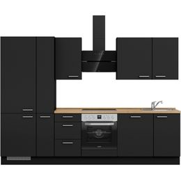 K&uuml;chenzeile Nobilia "Touch II", NEU: individuell anpassbar mit gratis Profi-Beratung", schwarz (k&uuml;che: schwarz, korpus: schwarz, arbeitsplatte: eiche sierra nachbildung), B:300,3cm H:216,6cm T:60cm, Komplettk&uuml;chen-Sets, K&uuml;chenzeile, vormontiert, Breite 300 cm, Ausrichtung w&auml;hlbar, wahlw. mit E-Ger&auml;ten