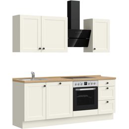 K&uuml;chenzeile Nobilia "Cascada II", NEU: individuell anpassbar mit gratis Profi-Beratung", wei&szlig; (k&uuml;che: wei&szlig;, korpus: lacklaminat wei&szlig;, arbeitsplatte: eiche sierra nachbildung), B:210,3cm H:216,6cm T:60cm, Komplettk&uuml;chen-Sets, K&uuml;chenzeile, vormontiert, Breite 210 cm, Ausrichtung w&auml;hlbar, wahlw. mit E-Ger&auml;ten