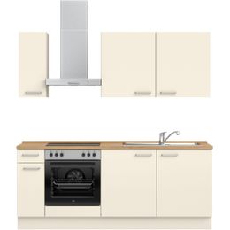 K&uuml;chenzeile Nobilia "Touch I", NEU: individuell anpassbar mit gratis Profi-Beratung", wei&szlig; (k&uuml;che: wei&szlig;, korpus: magnolia matt, arbeitsplatte: eiche sierra nachbildung), B:210,3cm H:216,6cm T:60cm, Komplettk&uuml;chen-Sets, K&uuml;chenzeile, vormontiert, Breite 210 cm, Ausrichtung w&auml;hlbar, wahlw. mit E-Ger&auml;ten
