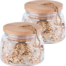 Vorratsglas APS "Woody", transparent (transparent, natur), B:14cm H:11cm L:14cm &Oslash;:14cm, Glas, Lebensmittelaufbewahrungsbeh&auml;lter, mit Holzdeckel, 1 Liter