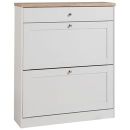 Schuhschrank OTTO HOME "Heide", wei&szlig; (wei&szlig;, eichefarben), Schr&auml;nke, Schuhschrank, Breite 90cm, mit Schubkasten, 2 Klappen und Facettenfront, H&ouml;he 103cm