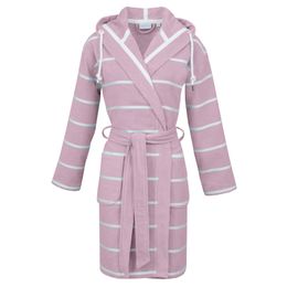 Unisex-Bademantel Carl Ross "supercombed light" Gr. S, rose quartz, sanftes wei&szlig;, L:100cm, Frottier, Hausm&auml;ntel, Kapuze