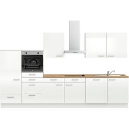 K&uuml;chenzeile Nobilia "Flash I", NEU: individuell anpassbar mit gratis Profi-Beratung", wei&szlig; (k&uuml;che: wei&szlig;, korpus: alpinwei&szlig;, arbeitsplatte: eiche sierra nachbildung), B:360,3cm H:216,6cm T:60cm, Komplettk&uuml;chen-Sets, K&uuml;chenzeile, vormontiert, Breite 360 cm, Ausrichtung w&auml;hlbar, wahlw. mit E-Ger&auml;ten
