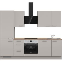 K&uuml;chenzeile Nobilia "Touch II", NEU: individuell anpassbar mit gratis Profi-Beratung", grau (k&uuml;che: grau, korpus: steingrau, arbeitsplatte: eiche havanna nachbildung), B:270,3cm H:216,6cm T:60cm, Komplettk&uuml;chen-Sets, K&uuml;chenzeile, vormontiert, Breite 270 cm, Ausrichtung w&auml;hlbar, wahlw. mit E-Ger&auml;ten