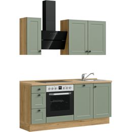 K&uuml;chenzeile Nobilia "Cascada II", NEU: individuell anpassbar mit gratis Profi-Beratung", gr&uuml;n (k&uuml;che: gr&uuml;n, korpus: lacklaminat schilffarben, arbeitsplatte: eiche sierra nachbildung), B:180,3cm H:216,6cm T:60cm, Komplettk&uuml;chen-Sets, K&uuml;chenzeile, vormontiert, Breite 180 cm, Ausrichtung w&auml;hlbar, wahlw. mit E-Ger&auml;ten