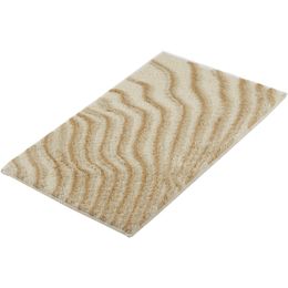 Badematte Kleine Wolke "Terrace, Badvorleger, Badezimmer Teppich", beige (sandbeige), H:23mm, Polyacryl, Badematten, Badematte, Badteppich, modernes Wellen Design, Hoch-Tief Effekt