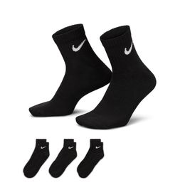 Funktionssocken Nike "U NK ED LTWT ANKLE 3P 132", Damen, Gr. L (42/45), schwarz (schwarz, wei&szlig;), Obermaterial: 63% Baumwolle, 34% Polyester, 2% Elasthan, 1% Nylon, Socken, f&uuml;r sportive Aktivit&auml;ten, im praktischen 3er-Pack, leichtes Material