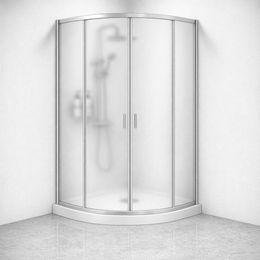 Runddusche Welltime "Summer", silber (chromfarben milchglas), B:90cm H:190cm T:90cm, Duschkabinen, Hohe 190 cm, 6mm ESG, Easy Clean, verbessertes Rollensystem