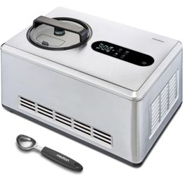 Medion Eismaschine "MD 12170, 2 L Kapazit&auml;t, integrierter Kompressor, Smartphonesteuerung", silber, B:43cm H:28,8cm T:25,5cm, Eismaschinen, Herausnehmbarer Edelstahl-Eisbeh&auml;lter, Sensor-Touch-LED-Display