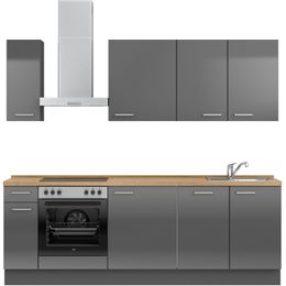 K&uuml;chenzeile Nobilia "Flash I", NEU: individuell anpassbar mit gratis Profi-Beratung", grau (k&uuml;che: grau, korpus: schiefergrau, arbeitsplatte: eiche sierra nachbildung), B:240,3cm H:216,6cm T:60cm, Komplettk&uuml;chen-Sets, K&uuml;chenzeile, vormontiert, Breite 240 cm, Ausrichtung w&auml;hlbar, wahlw. mit E-Ger&auml;ten