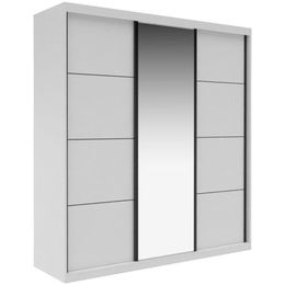 Schwebet&uuml;renschrank OTTO HOME "Tonara Schrank, Kleiderschrank 2,00m Breite, Schiebet&uuml;renschrank", wei&szlig; (wei&szlig;, spiegel), B:200cm H:216cm T:59cm, Melamin, Schr&auml;nke, Schwebet&uuml;renschrank, inklusive Spiegelt&uuml;r, 2 Kleiderstangen, 4 Schubkastenausz&uuml;gen, Topseller