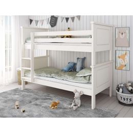 Etagenbett OTTO HOME "Erik, teilbar in 2 Einzelbetten, Kassettenoptik, Landhausstil", wei&szlig;, B:107cm H:166,6cm L:211,4cm, Etagenbetten, Etagenbett, mit Lattenroste, Massivholz, Made in EU