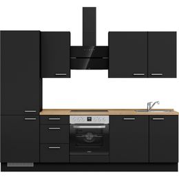 K&uuml;chenzeile Nobilia "Touch II", NEU: individuell anpassbar mit gratis Profi-Beratung", schwarz (k&uuml;che: schwarz, korpus: schwarz, arbeitsplatte: eiche sierra nachbildung), B:270,3cm H:216,6cm T:60cm, Komplettk&uuml;chen-Sets, K&uuml;chenzeile, vormontiert, Breite 270 cm, Ausrichtung w&auml;hlbar, wahlw. mit E-Ger&auml;ten