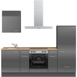 K&uuml;chenzeile Nobilia "Flash I", NEU: individuell anpassbar mit gratis Profi-Beratung", grau (k&uuml;che: grau, korpus: schiefergrau, arbeitsplatte: eiche sierra nachbildung), B:240,3cm H:216,6cm T:60cm, Komplettk&uuml;chen-Sets, K&uuml;chenzeile, vormontiert, Breite 240 cm, Ausrichtung w&auml;hlbar, wahlw. mit E-Ger&auml;ten