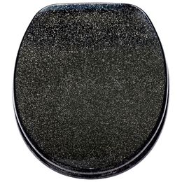 WC-Sitz Sanilo "Glitzer WC-Sitz mit Absenkautomatik, viele sch&ouml;ne Toilettensitze", schwarz, B:37,7cm L:47cm, MDF - Mitteldichte Holzfaserplatte, WC-Sitze, Premium Toilettendeckel, moderner Klodeckel, leichte Montage