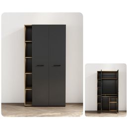 Computerschrank OTTO HOME "Moid", schwarz, B:88,2cm H:174,6cm T:41,5cm, Schr&auml;nke, Computerschrank, PC-Schrank, mit zwei T&uuml;ren, mit Tastaturauszug, B 88 cm