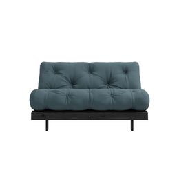 Daybett Karup Design "Roots Sofa Bed, Schlafsofa,, Bettfunktion, FSC-Massivholz", blau (petrol blau), B:140cm H:85cm, Bezug: 80% Baumwolle, 20% Polyester, Daybetten, Inkl. Futonmatratze, Made in Europe, langlebig, B: 140 oder 160 cm