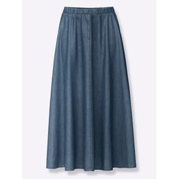 Jeansrock Casual Looks, Damen, Gr. 36, blau (blau, stone, washed), 100% Baumwolle, unifarben, wadenlang, R&ouml;cke Jeansrock