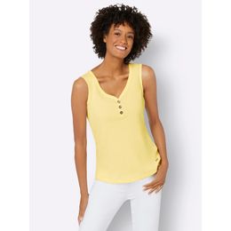Shirttop Casual Looks, Damen, Gr. 50, gelb (zitrone), 95% Viskose, 5% Elasthan, unifarben, Rundhals, Tops Shirttop