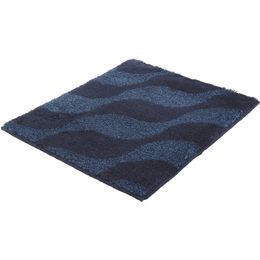 Badematte Kleine Wolke "&raquo;Onda&laquo;, Badvorleger, Badezimmer Teppich", blau (navy), H:15mm, Polyacryl, Badematten, Badematte, Badteppich, modernes Ton in Ton Wellendesign, flauschig