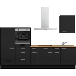 K&uuml;chenzeile Nobilia "Touch I", NEU: individuell anpassbar mit gratis Profi-Beratung", schwarz (k&uuml;che: schwarz, korpus: schwarz, arbeitsplatte: eiche sierra nachbildung), B:300,3cm H:216,6cm T:60cm, Komplettk&uuml;chen-Sets, K&uuml;chenzeile, vormontiert, Breite 300 cm, Ausrichtung w&auml;hlbar, wahlw. mit E-Ger&auml;ten