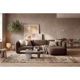 Ecksofa Home Affaire "OSTRUP Rundsofa, L-Form, Naturt&ouml;ne, Boucle oder Chenille", braun, B:280cm H:73cm T:152cm, 100% Polyester, Sofas, Ecksofa, Breite 280 cm, organische Form mit sanften Rundungen
