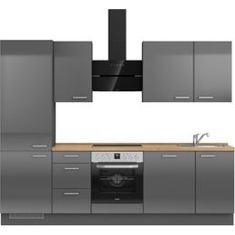 K&uuml;chenzeile Nobilia "Flash II", NEU: individuell anpassbar mit gratis Profi-Beratung", grau (k&uuml;che: grau, korpus: schiefergrau, arbeitsplatte: eiche sierra nachbildung), B:270,3cm H:216,6cm T:60cm, Komplettk&uuml;chen-Sets, K&uuml;chenzeile, vormontiert, Breite 270 cm, Ausrichtung w&auml;hlbar, wahlw. mit E-Ger&auml;ten