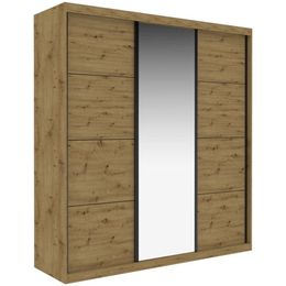 Schwebet&uuml;renschrank OTTO HOME "Tonara Schrank, Kleiderschrank 2,00m Breite, Schiebet&uuml;renschrank", braun (artisan eiche, spiegel), B:200cm H:216cm T:59cm, Melamin, Schr&auml;nke, Schwebet&uuml;renschrank, inklusive Spiegelt&uuml;r, 2 Kleiderstangen & 4 Schubkastenausz&uuml;gen