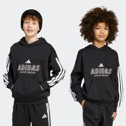 Kapuzensweatshirt adidas Sportswear "HOUSE OF TIRO FLEECE KIDS HOODIE", M&auml;dchen, Gr. 152, schwarz-wei&szlig; (schwarz, wei&szlig;), Obermaterial: 70% Baumwolle, 30% Polyester, angesetztes B&uuml;ndchen, Sweatshirts
