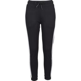 Sweathose Urban Classics "Urban Classics Damen Ladies Interlock Jogpants", Damen, Gr. XS, US-Gr&ouml;&szlig;en, schwarz, wei&szlig;, 100% Baumwolle, gestreift, normal, Hosen Sweathose