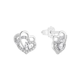 Paar Ohrstecker Amor "2016446", bunt (silberfarben, wei&szlig;, kristallwei&szlig;), Ohrringe, Damen, Silber 925 (Sterlingsilber), mit Zirkonia (synth.)