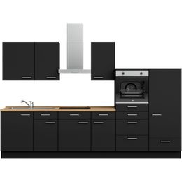 K&uuml;chenzeile Nobilia "Touch I", NEU: individuell anpassbar mit gratis Profi-Beratung", schwarz (k&uuml;che: schwarz, korpus: schwarz, arbeitsplatte: eiche sierra nachbildung), B:330,3cm H:216,6cm T:60cm, Komplettk&uuml;chen-Sets, K&uuml;chenzeile, vormontiert, Breite 330 cm, Ausrichtung w&auml;hlbar, wahlw. mit E-Ger&auml;ten
